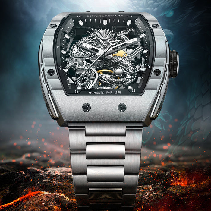 Geya® G78161 Men's Stainless Steel Watch – Automatic Skeleton Design